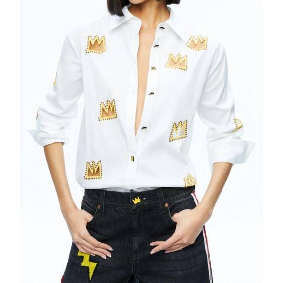 Alice + Olivia | Tops | New Alice Olivia Finely Embellished Button Down ...